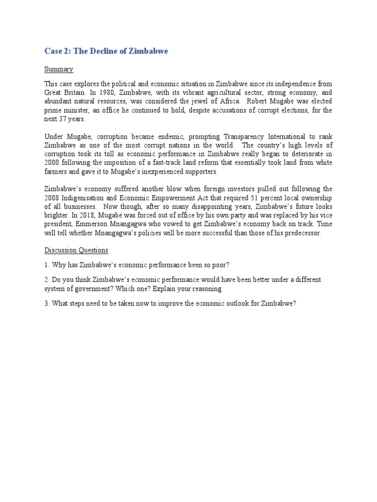 Zimbabwe's Economic Decline Explained | PDF | Finance & Money ...