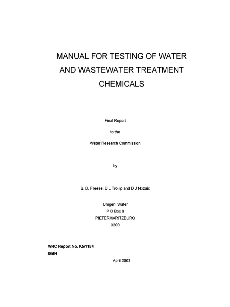 Manual For Testing of Water and Wastewater Treatment Chemicals | PDF ...
