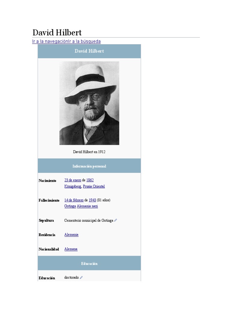 Biografía de David Hilbert | PDF | Lógica | Lógica matemática