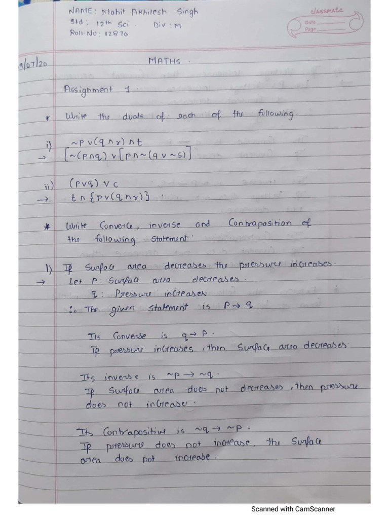 Mohit A Singh (Maths Assignment) | PDF