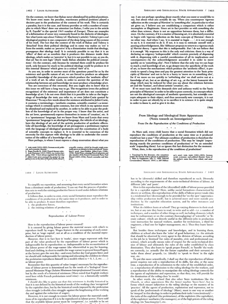 Althusser on Ideology and Art | PDF | Louis Althusser | Ideologies