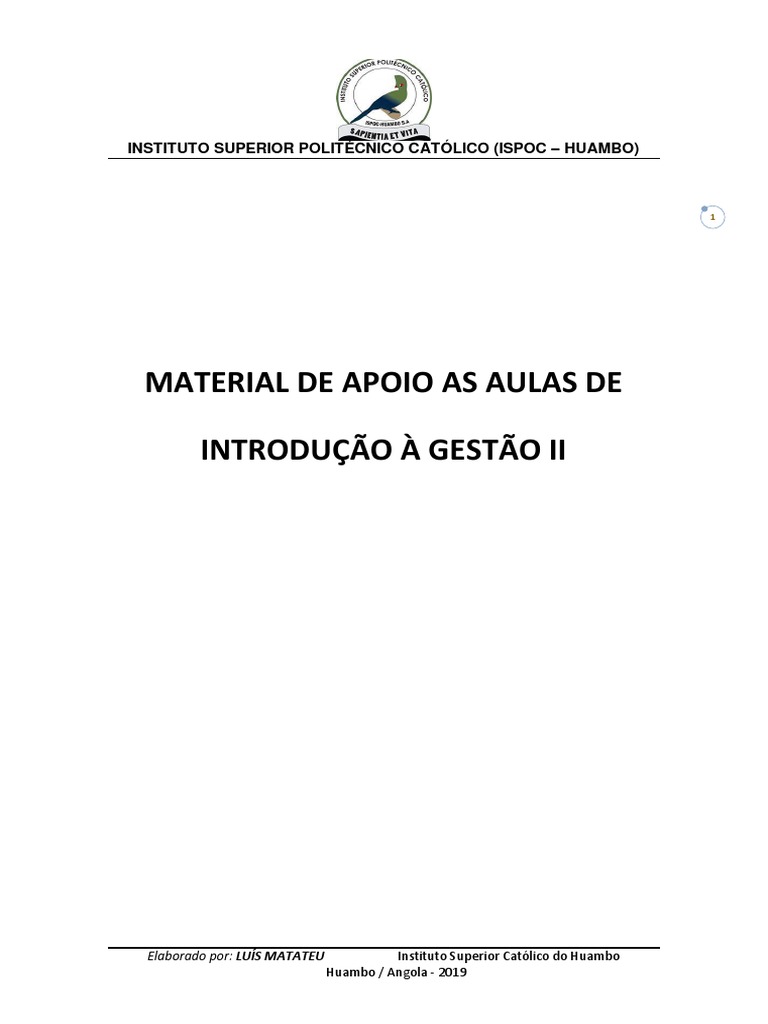 Introdução à Gestão II - ISPOC Huambo | PDF | Comunicação | Motivação