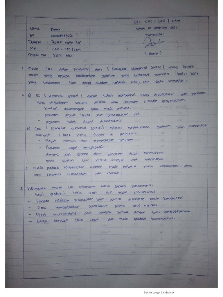 Soal Uts Cnc-Cad Cam | PDF