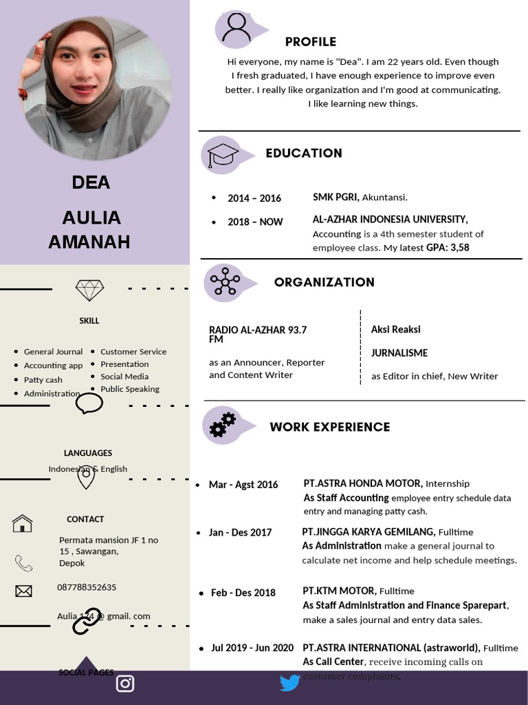 DEA Aulia Amanah: Is A 4th Semester Student of Employee Class | PDF ...