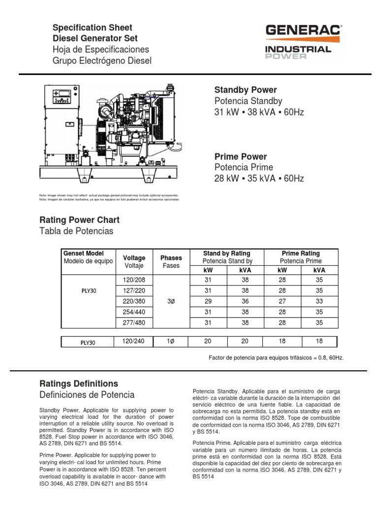 Ficha Técnica Generador Ply30 Pdf Poder Física Electricidad