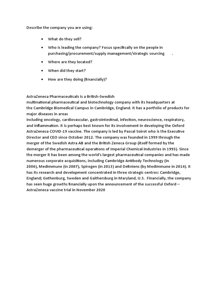 Supply Chain Sourcing Astra Zeneca | PDF | Astra Zeneca | Economies