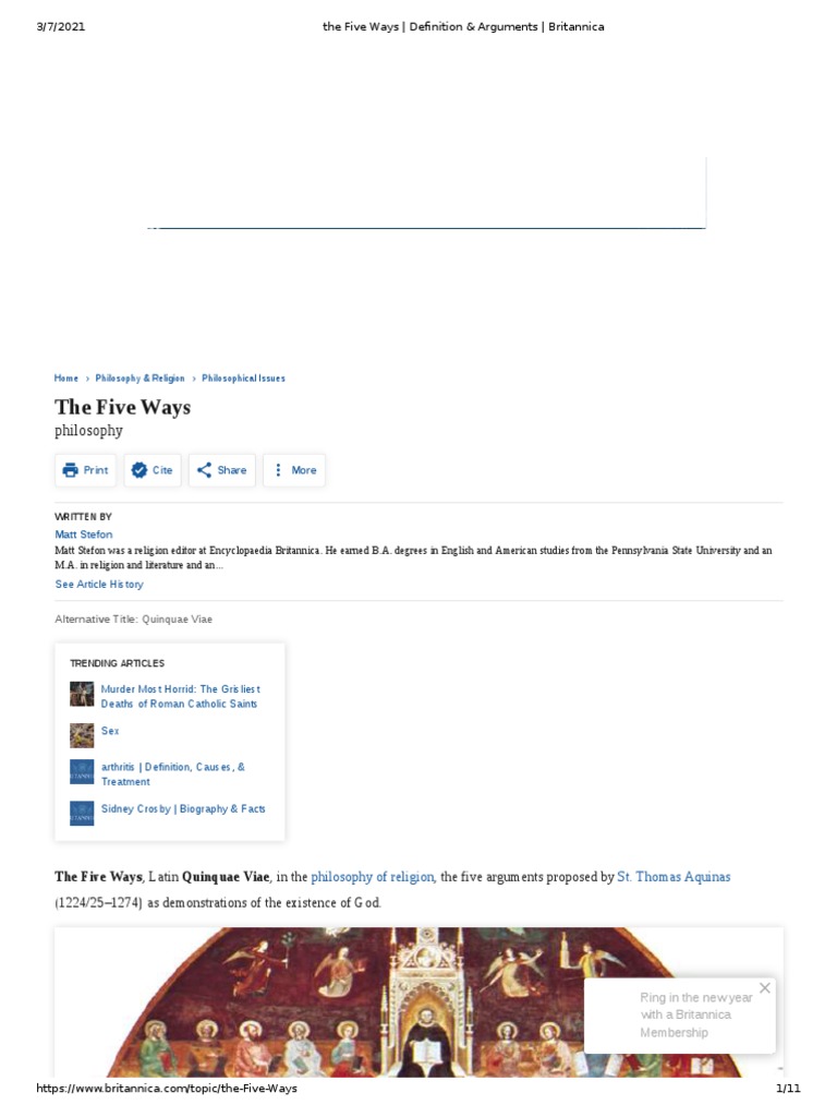 The Five Ways - Definition & Arguments - Britannica | PDF | Western ...