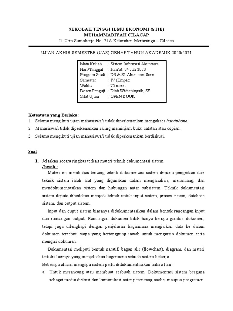 Soal Uas Sia - Ganjil | PDF