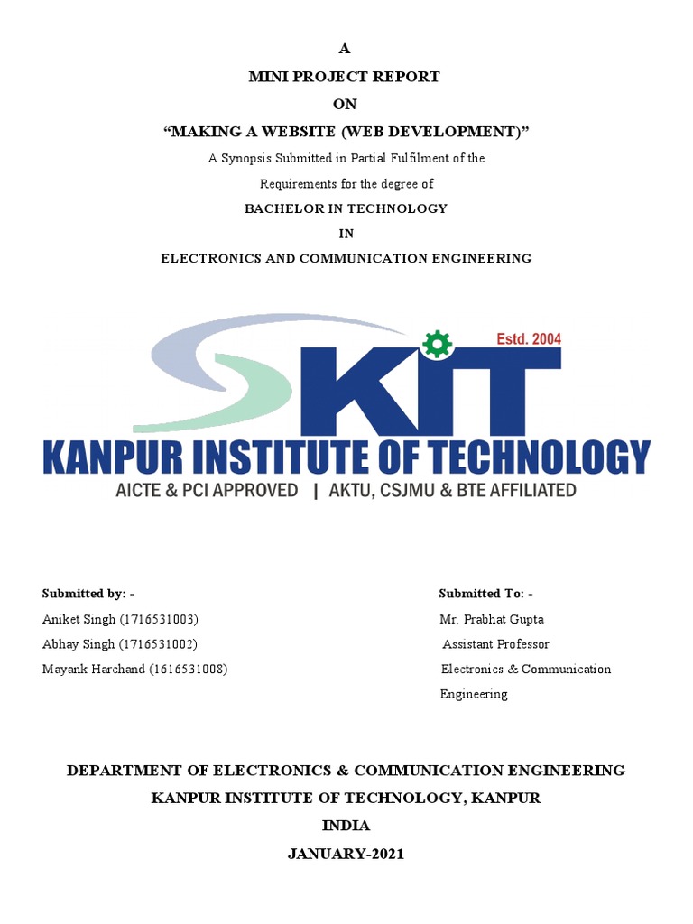 A Mini Project Report ON "Making A Website (Web Development) " | PDF ...