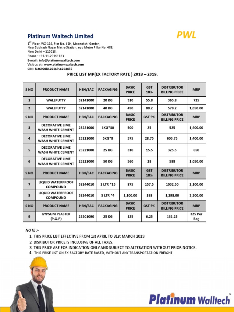 (MP) Platinum Ex Factory Price List | PDF | Taxation | Payments