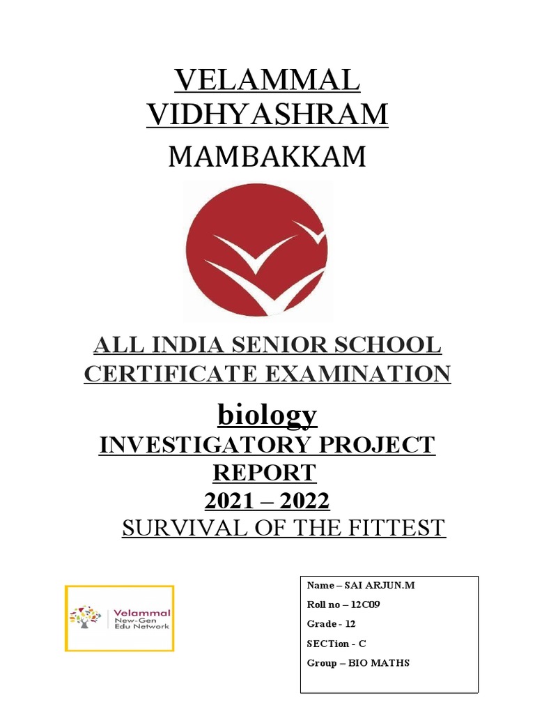 Biology Investigatory Project 12c09 - Sai Arjun.m | PDF | Natural ...