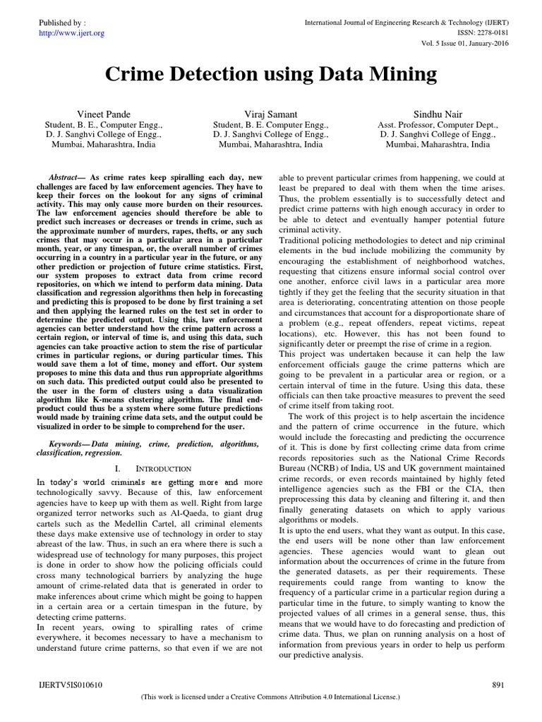 Crime Detection Using Data Mining IJERTV5IS010610 | PDF | Autoregressive Integrated Moving ...