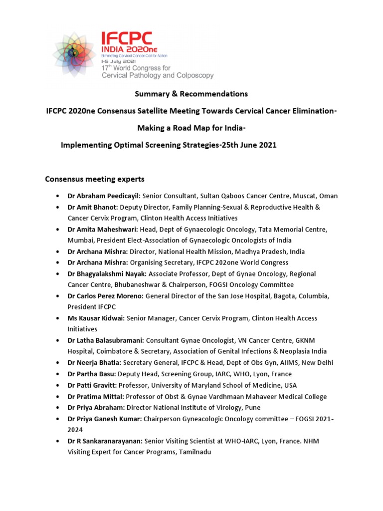 Summary Recommendations of IFCPC 2021 Consensus Satellite Meeting On ...