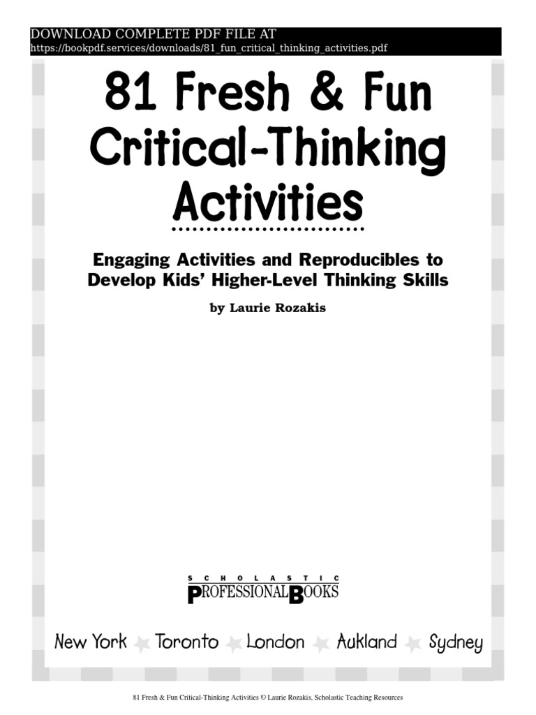81 Fun Critical Thinking Activities PDF | PDF | Critical Thinking ...