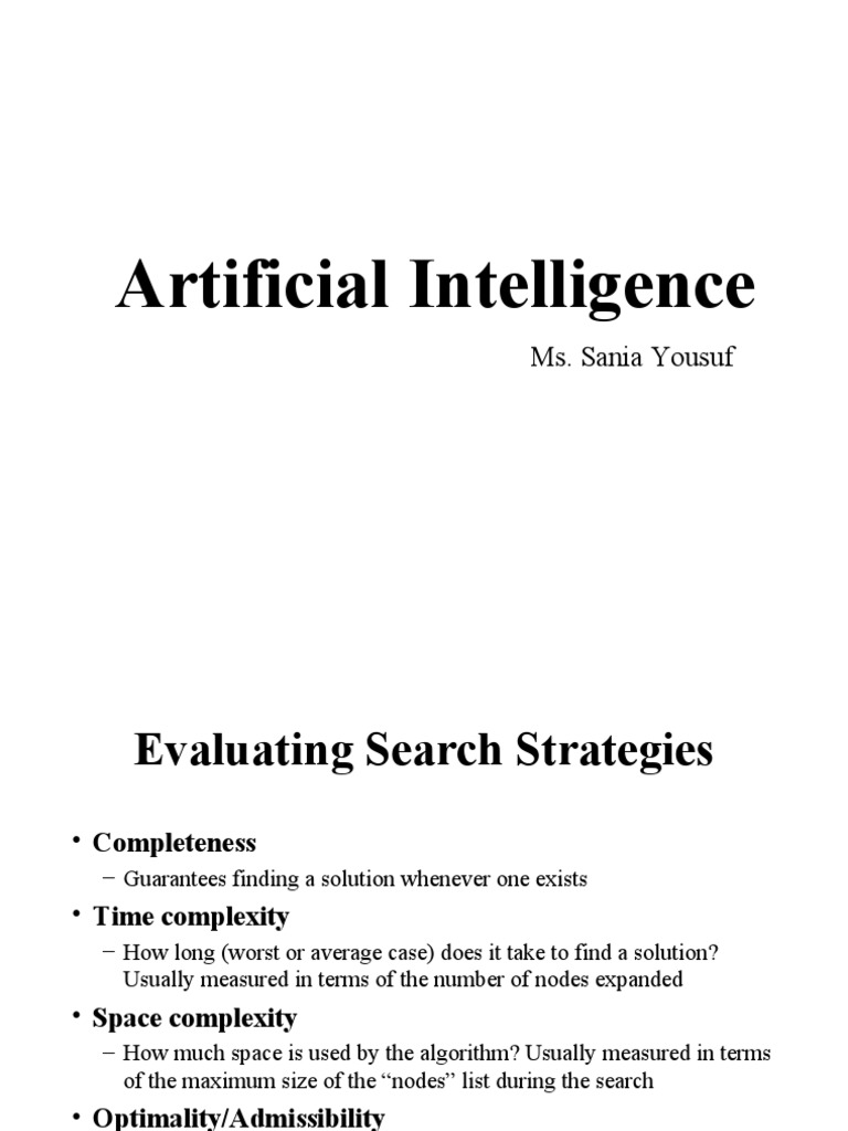 Artificial Intelligence: Ms. Sania Yousuf | PDF | Discrete Mathematics ...