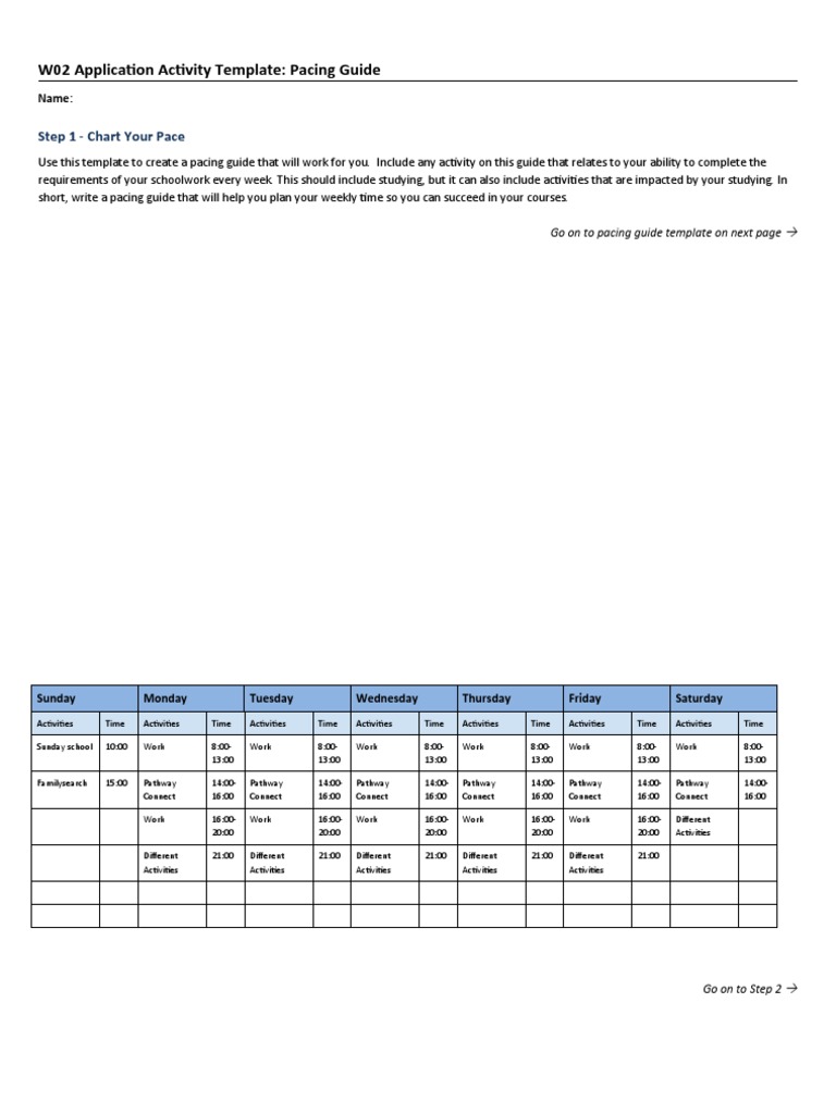 W02 Application Activity Template: Pacing Guide: Step 1 - Chart Your ...