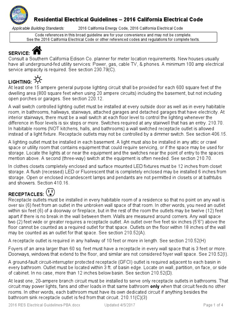2016 RES Electrical Guidelines - External | PDF | Countertop | Ac Power ...