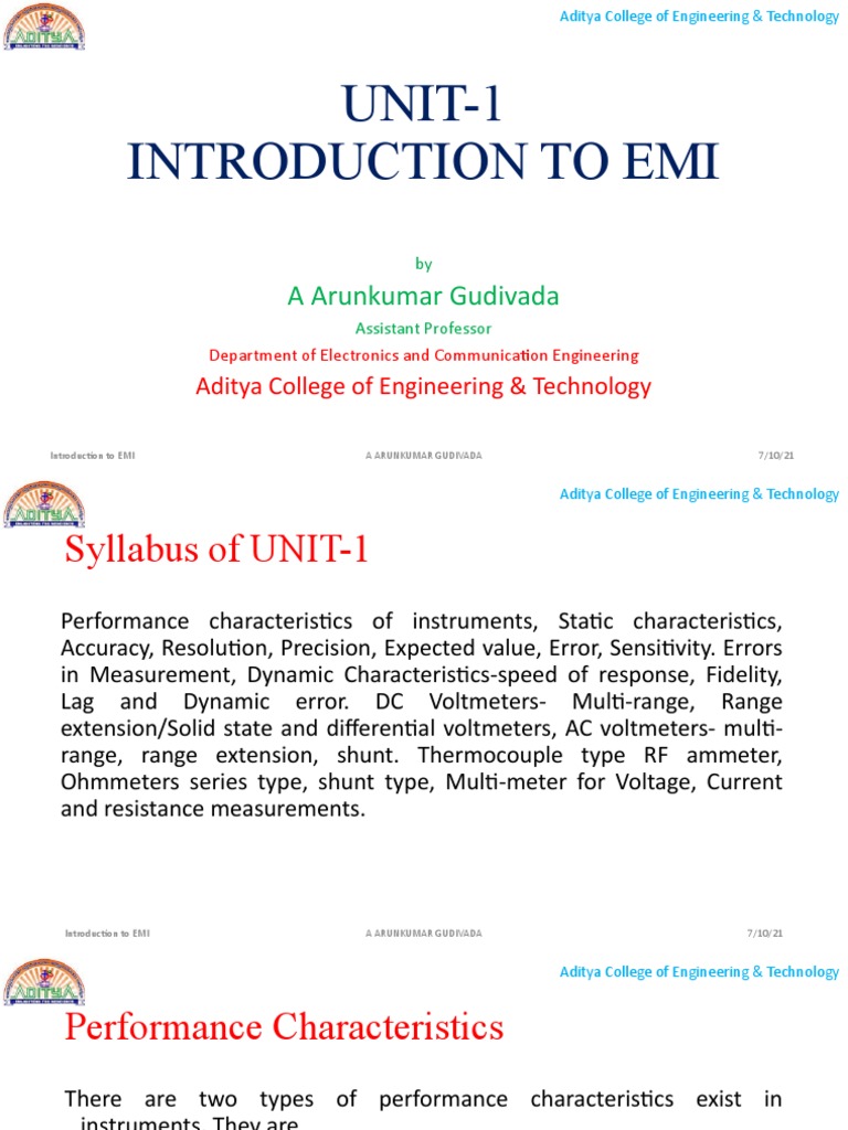 Emi Unit-1 | PDF | Physical Quantities | Electromagnetism