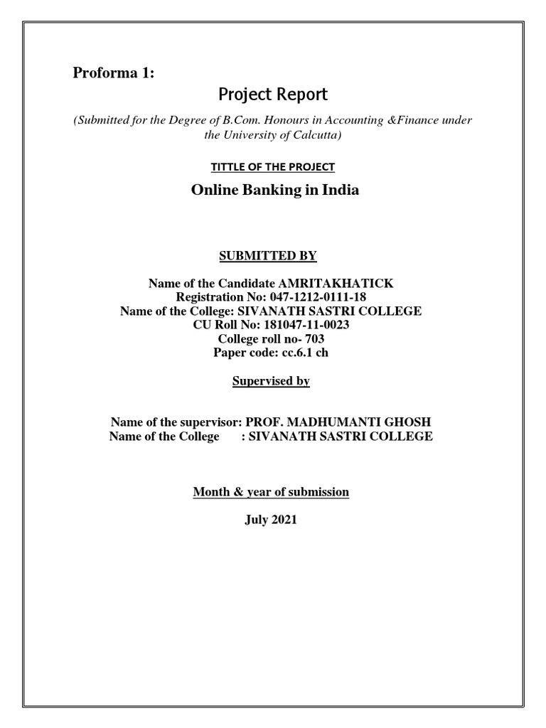 Project Report: Proforma 1 | Descargar gratis PDF | Online Banking ...