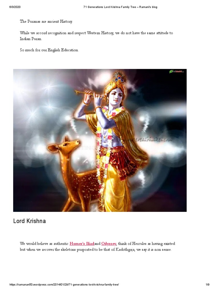 Krishna Family Tree: 71 Generations | PDF | Hindu Texts | Hindu Literature