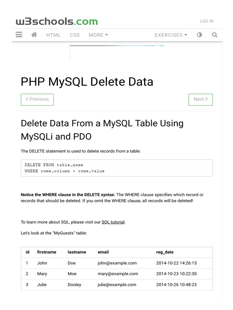 Php Mysql Delete Data Pdf Computer Programming Computer Science 0914