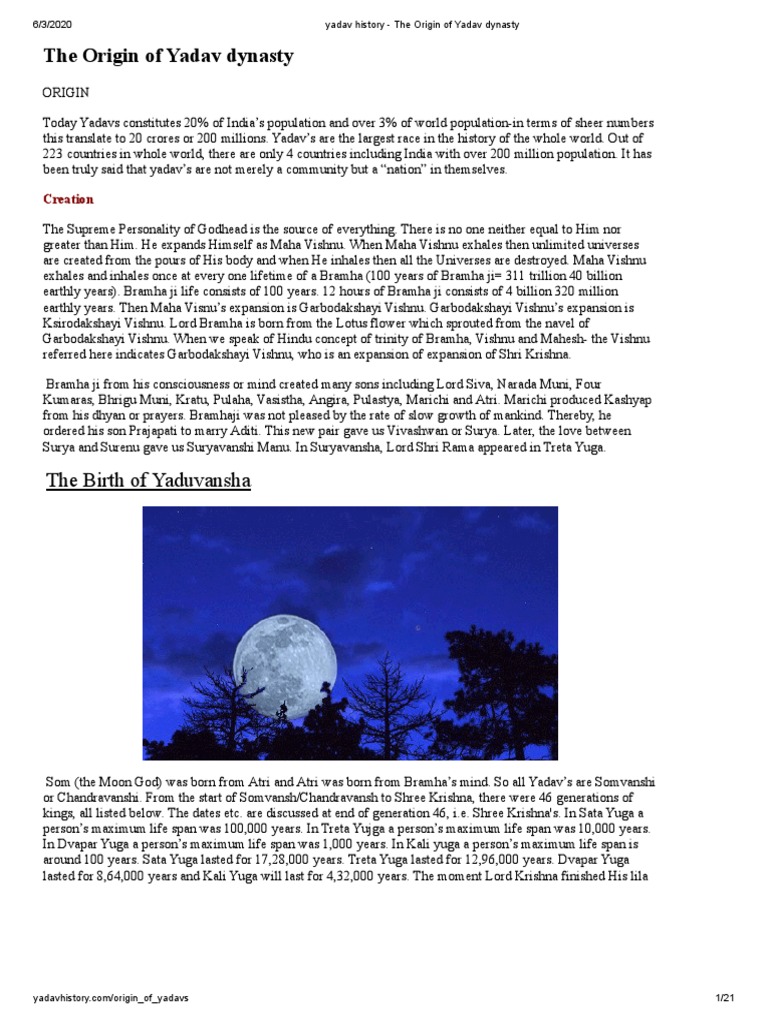 Yadav Dynasty: Origins and History | PDF | Mahabharata | Ancient Indian ...