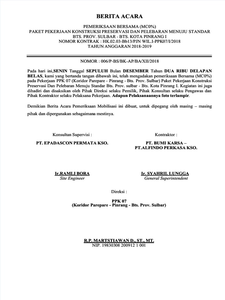 01 Berita Acara MC 0 | PDF