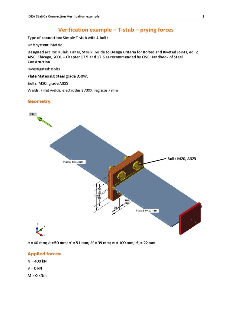 Verification Example - T-Stub - Prying Forces: Geometry | PDF | Screw ...