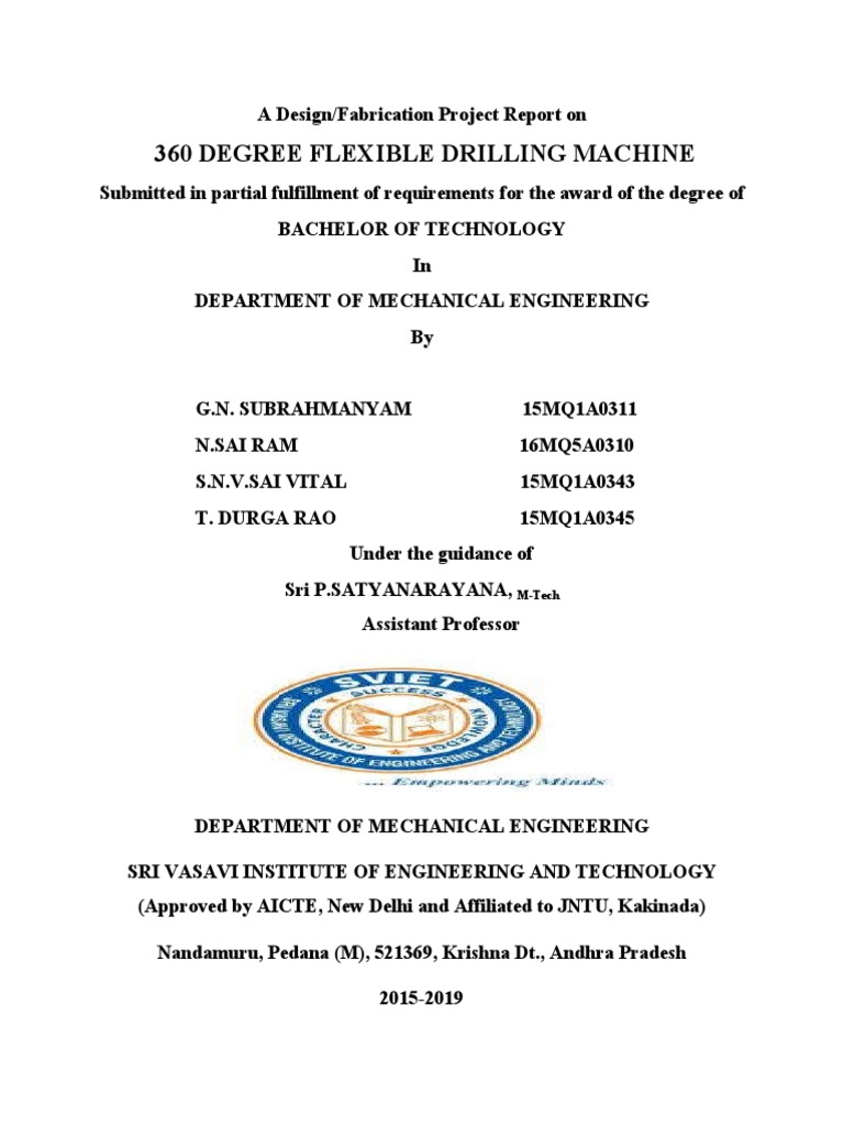 A Design of 360 Degree Flexible Drilling Machine | PDF | Drilling ...