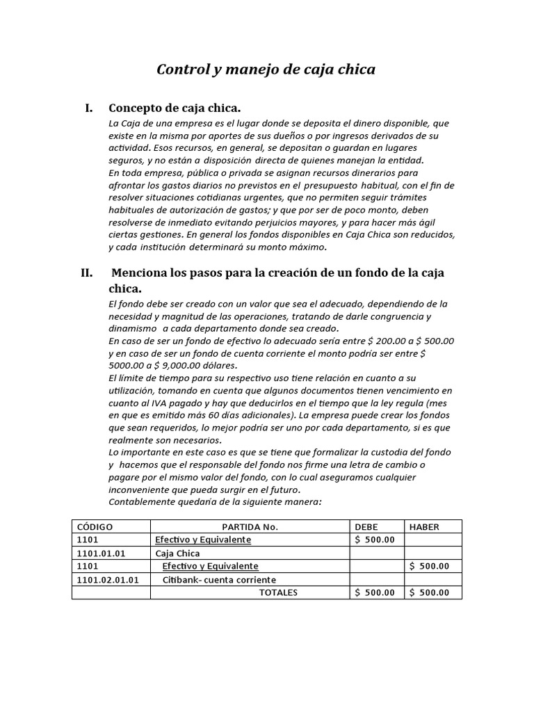 Control y Manejo de Caja Chica | PDF | Bancos | Dinero