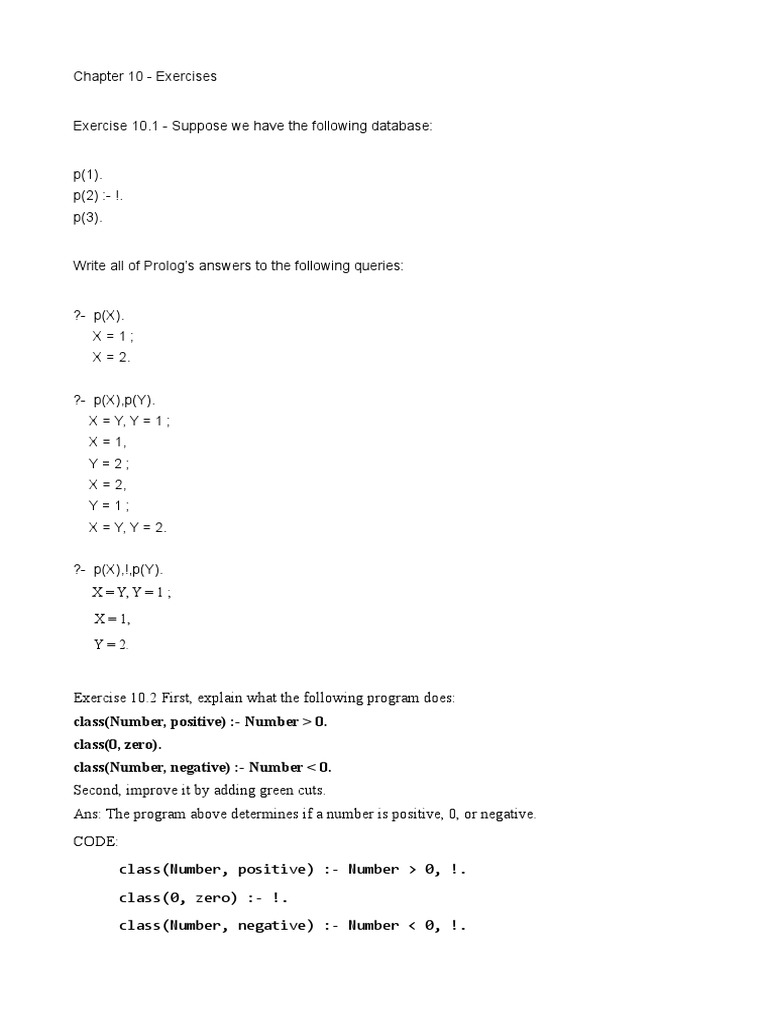 Prolog Exercises and Solutions | PDF | Mathematical Logic | Software ...