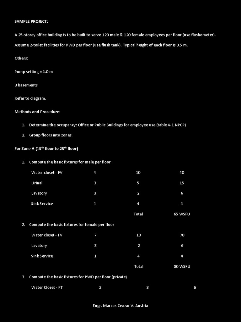Cold Water Sizing Sample | PDF | Toilet | Pipe (Fluid Conveyance)