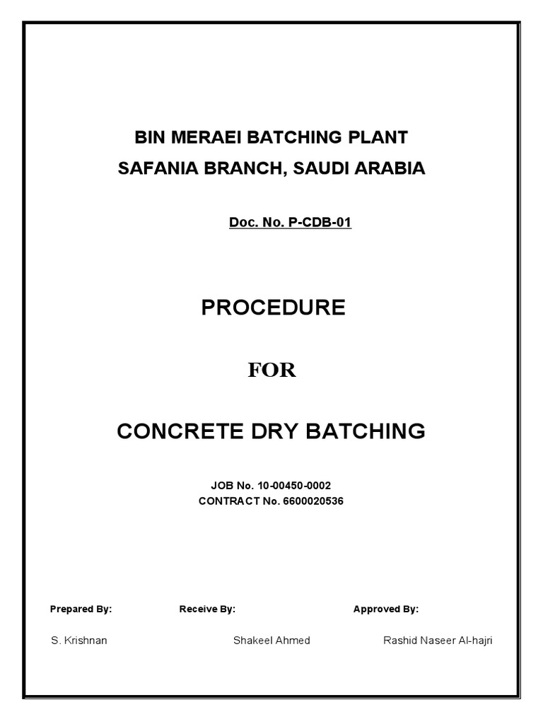 Concrete Batching Procedure Guide | PDF | Construction Aggregate | Concrete