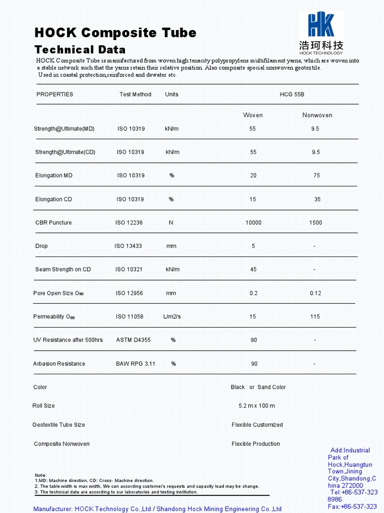 HOCK Composite Tube: Technical Data | PDF | Materials | Science