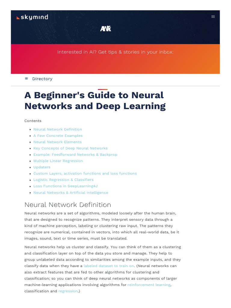 A Beginner's Guide To Neural Networks and Deep Learning | PDF | Deep ...