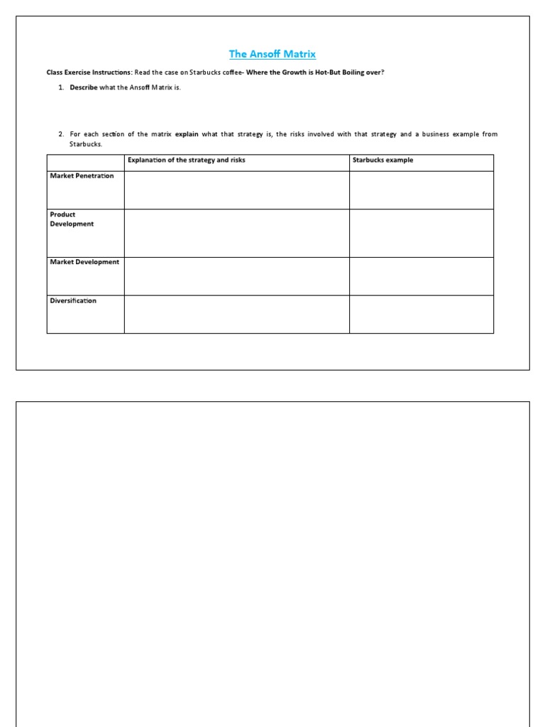 Ansoff Matrix Activity | PDF