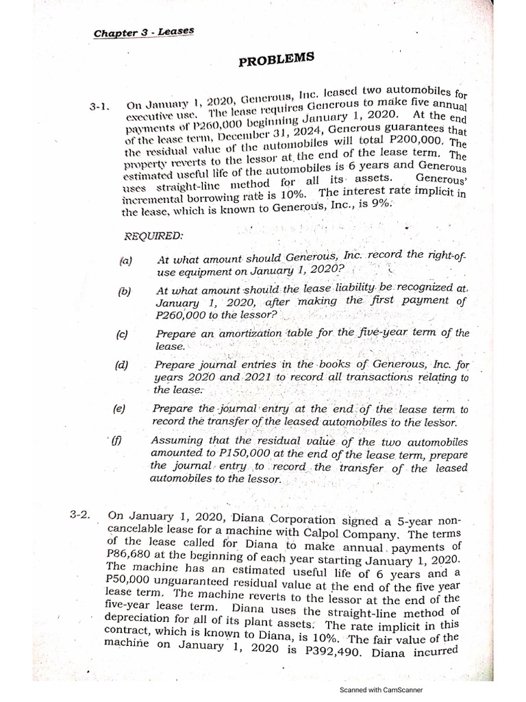 IA3 Leases Problems and MCQ | PDF