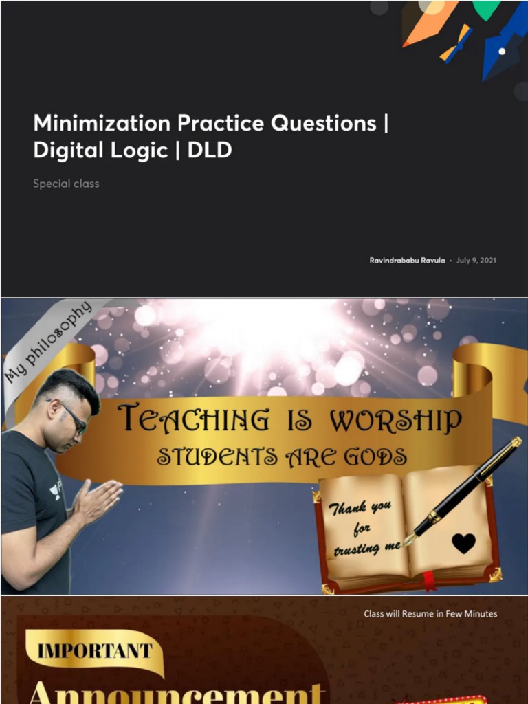 Minimization Practice Questions Digital Logic DLD No Anno | PDF