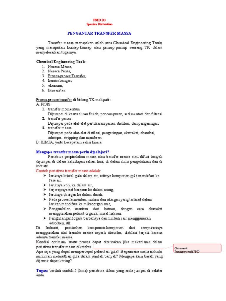 Prinsip Dasar Transfer Massa dalam TK | PDF | Sains & Matematika