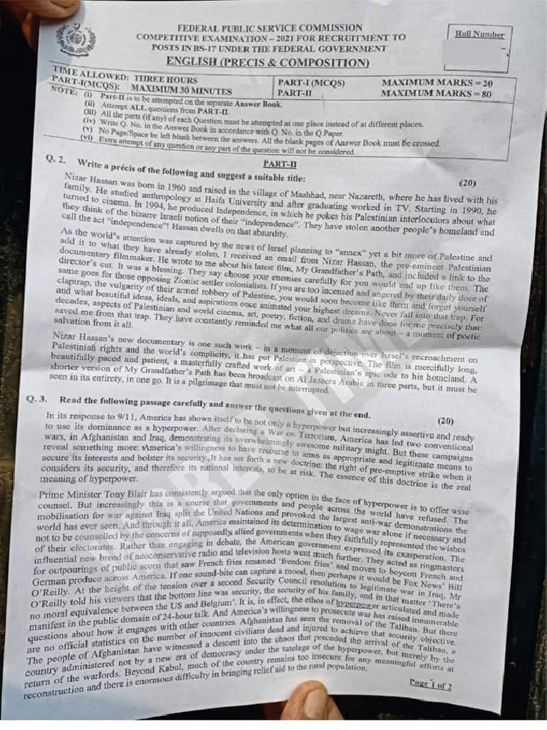 CSS English Composition Paper 2021 | PDF