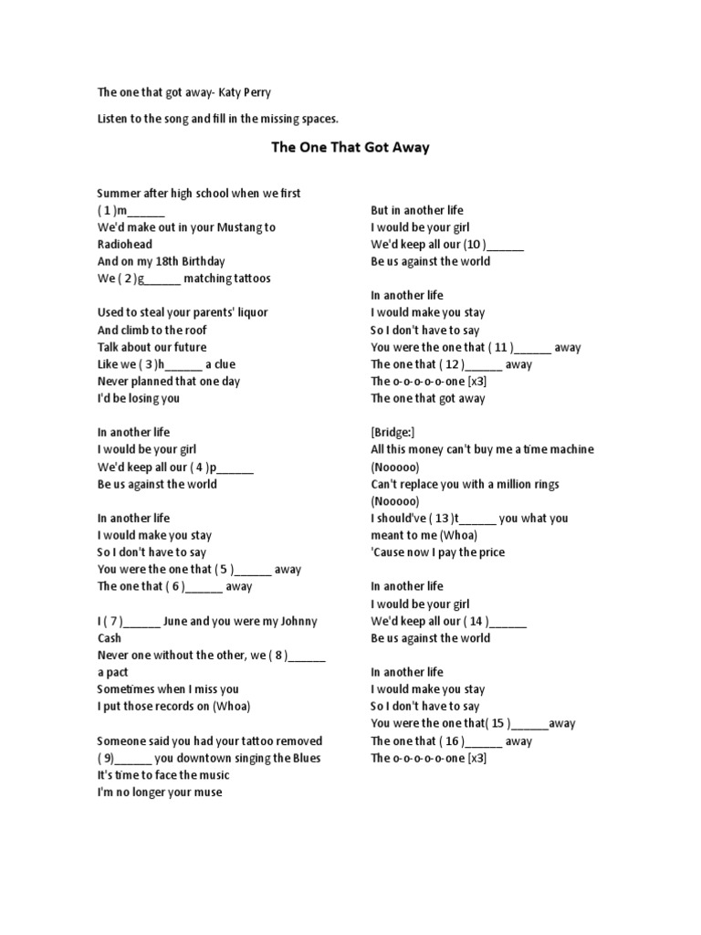 KATY PERRY The-One-That-Got-Away | PDF