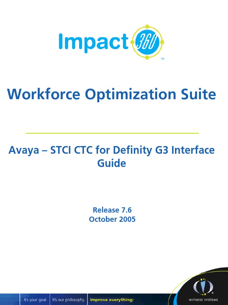 Workforce Optimization Suite: Avaya - STCI CTC For Definity G3 ...