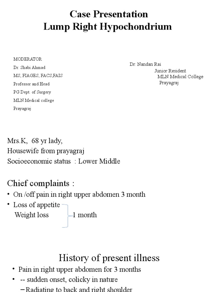 Presentation of a Case of a Right Hypochondrium Lump: Provisional ...