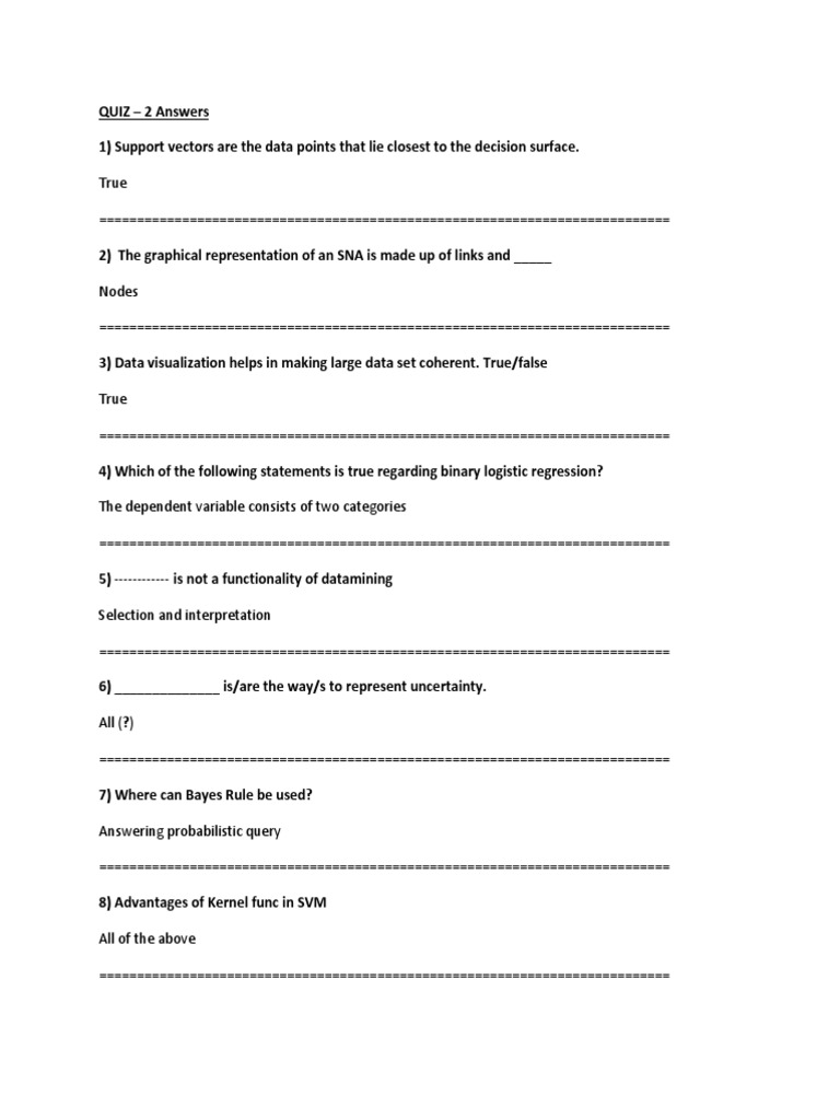 BDA Quiz 2 Help | PDF | Cluster Analysis | Support Vector Machine