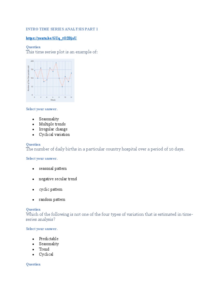 This Time Series Plot Is An Example Of:: Seasonality Multiple Trends ...