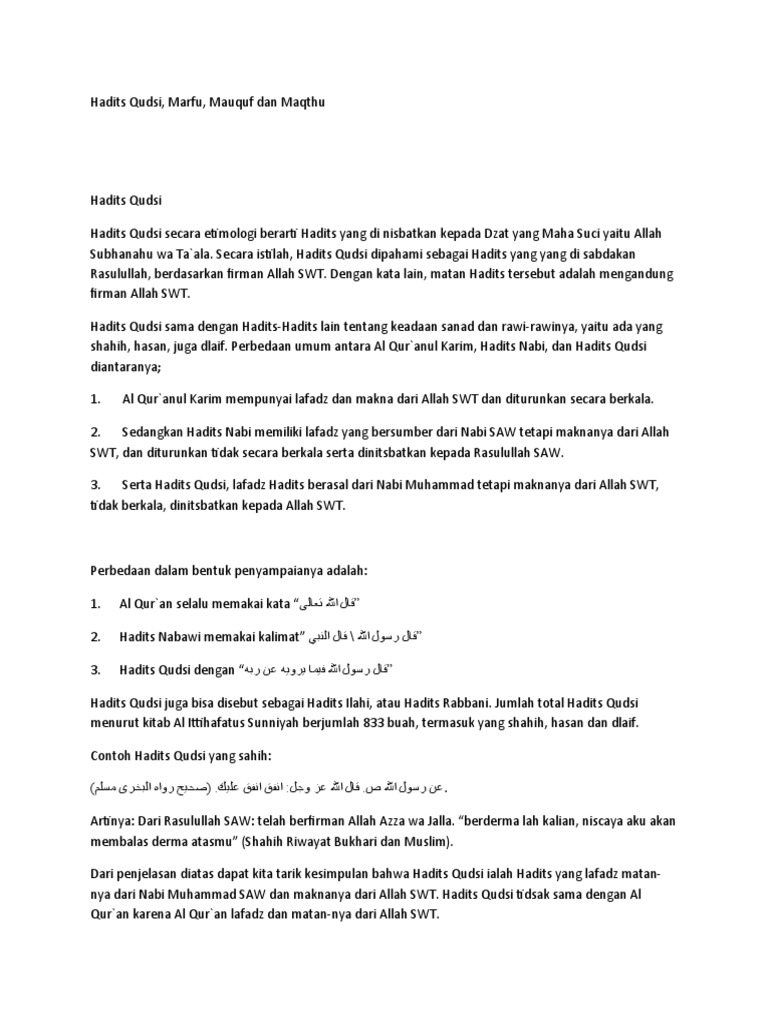 Hadits Qudsi, M-WPS Office | PDF