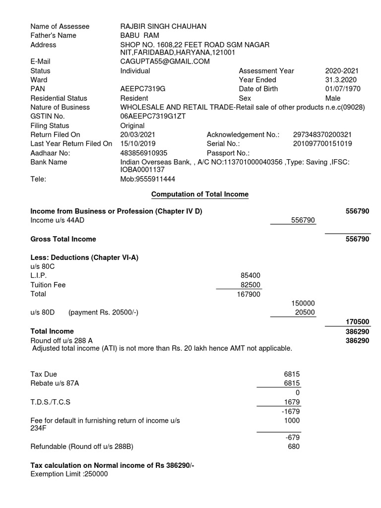 Computation of Total Income Income From Business or Profession (Chapter ...