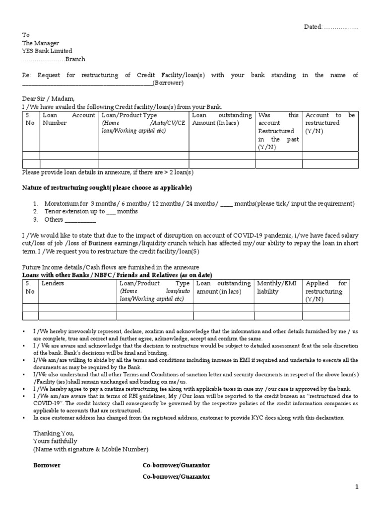 Retail Banking - Self Declaration Format 180621 | PDF | Loans | Credit