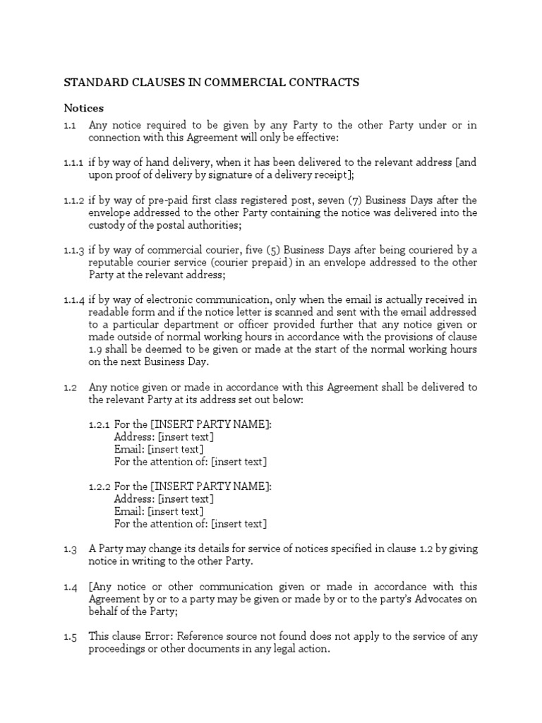 Standard Clauses in Commercial Contracts (08072021) | PDF | Breach Of ...