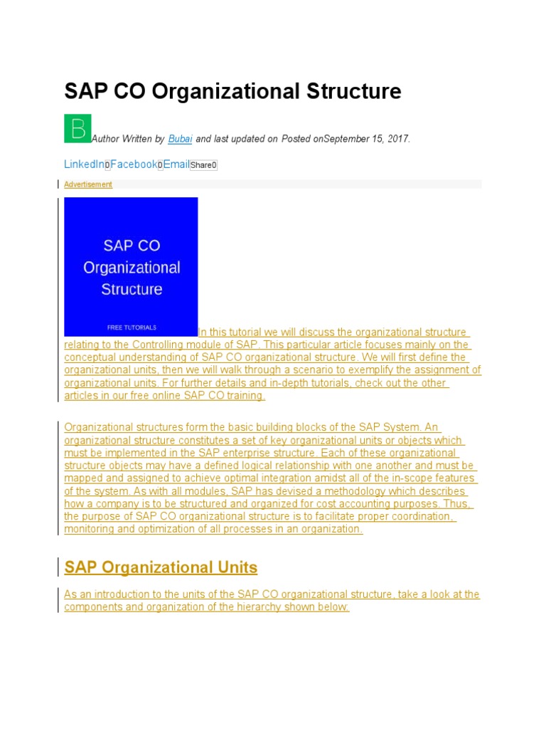 1.2 SAP CO Organizational Structure | PDF | Organizational Structure ...